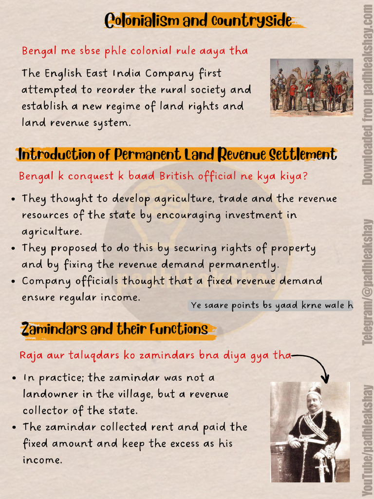 Class 12th History Colonialism and Countryside | PDF