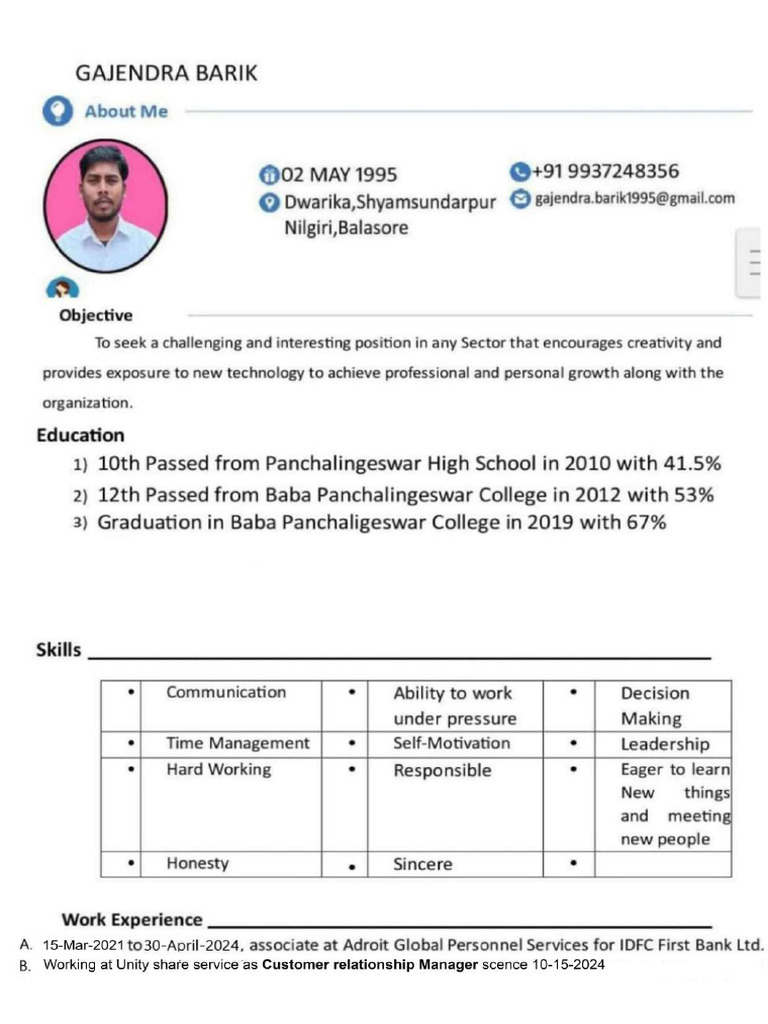 Gajendra Barik CV (2) - 1-1 | PDF