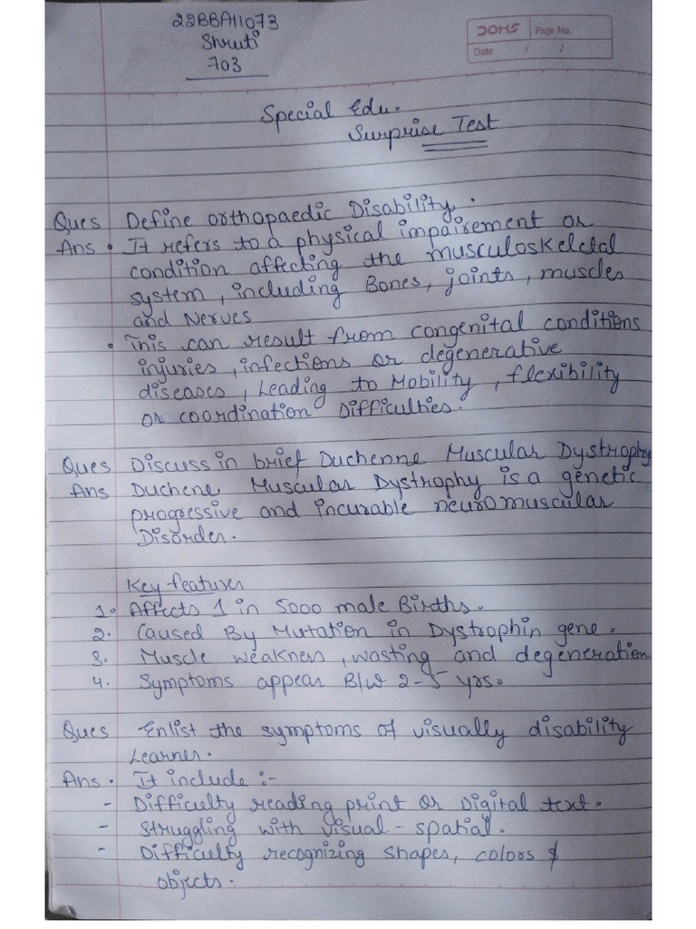 SPECIAL EDUCATION SURPRISE TEST 2 | PDF