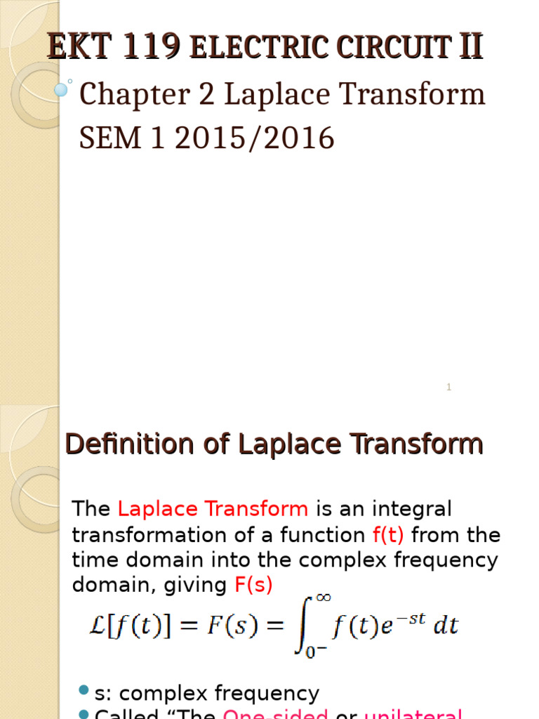 Ekt 119 Chapter 2 Introduction To The Laplace Transform | PDF | Laplace ...