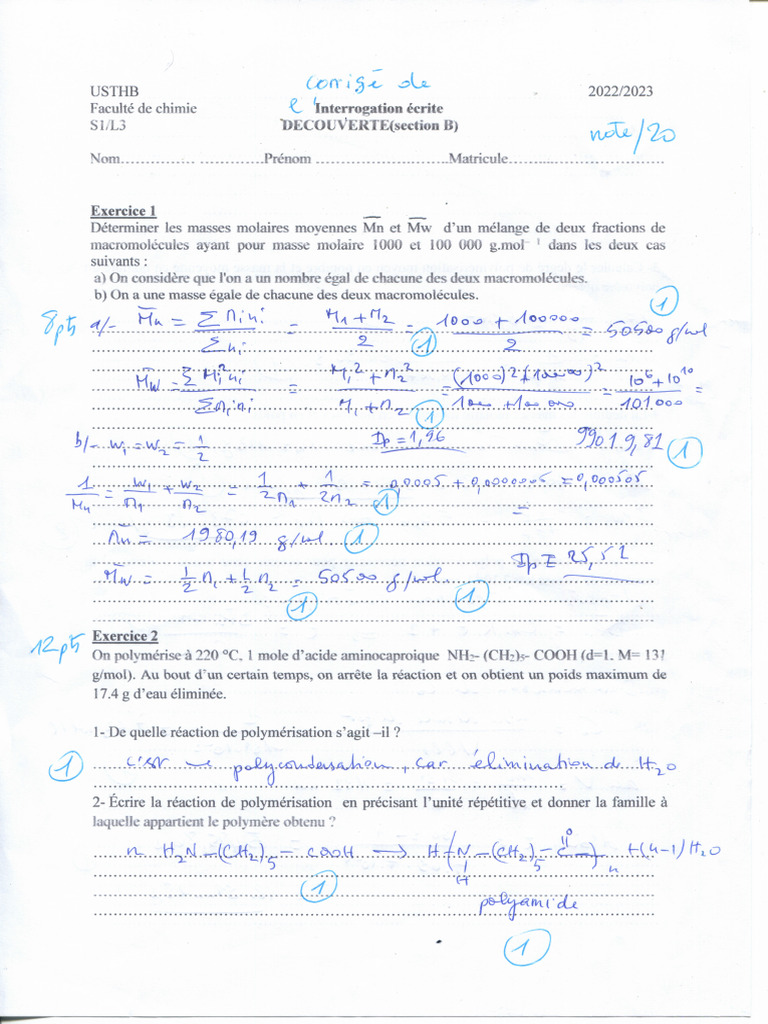 corrigé interrogation découverte L3 2023 | PDF