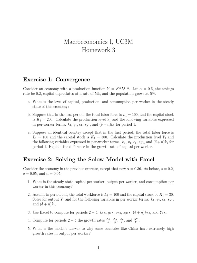 Homework 3 | PDF | Economic Growth | Economic Equilibrium