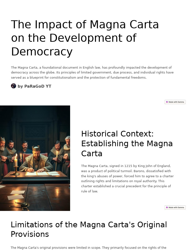 The Impact of Magna Carta On The Development of Democracy | PDF | Magna ...