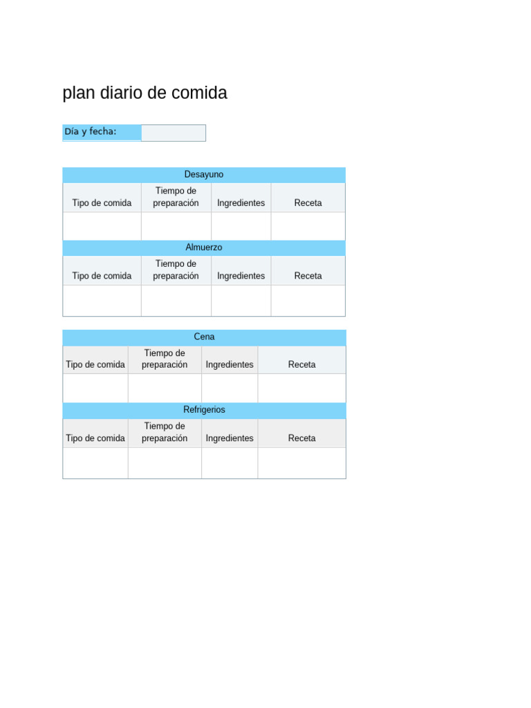 Plan Diario de Comida | PDF