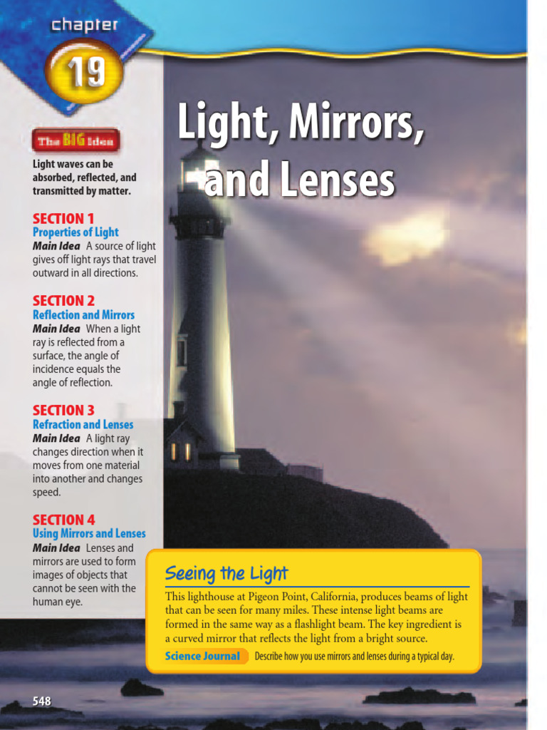 EP - Chapter19 Light, Mirrors, and Lenses | PDF | Mirror | Reflection (Physics)