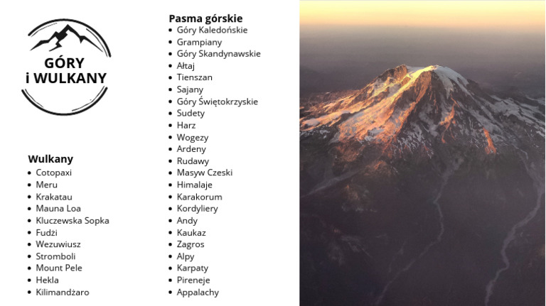 Góry I Wulkany Lista Na Kartkówkę | PDF