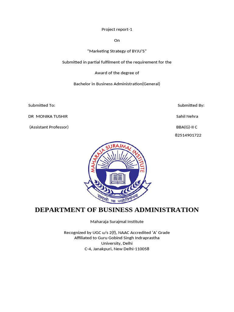 project report on mpr byjus | PDF