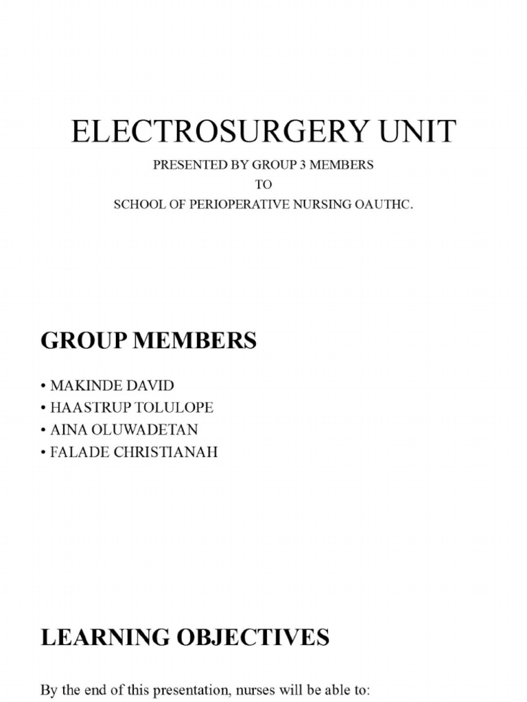 Electrosurgery Unit Group 3 | PDF | Clinical Medicine | Surgery