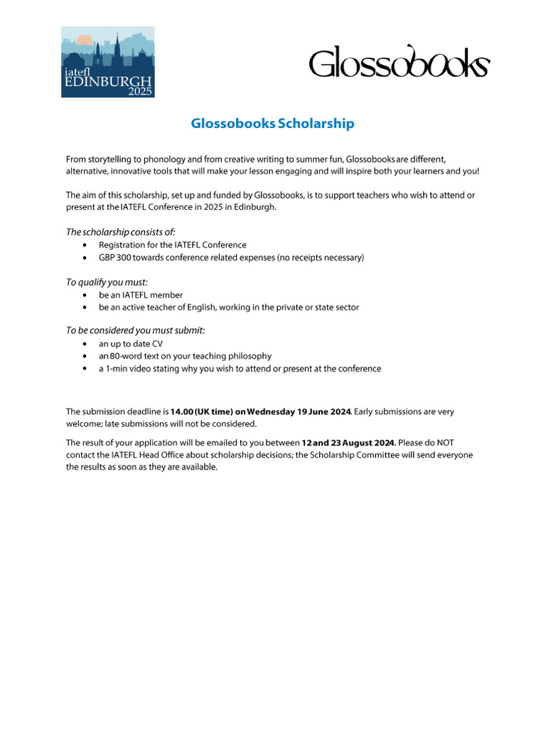 Glossobooks Scholarship 2025 | PDF