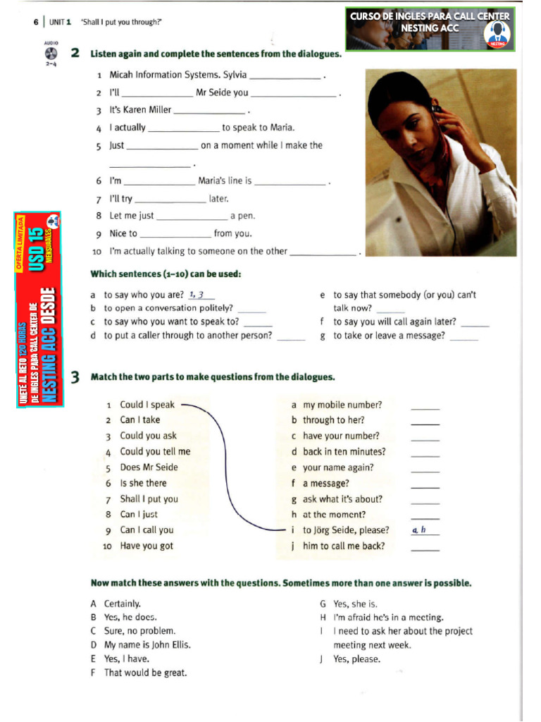 Unit 1 Shall I Put You Through - Lesson 3 | PDF