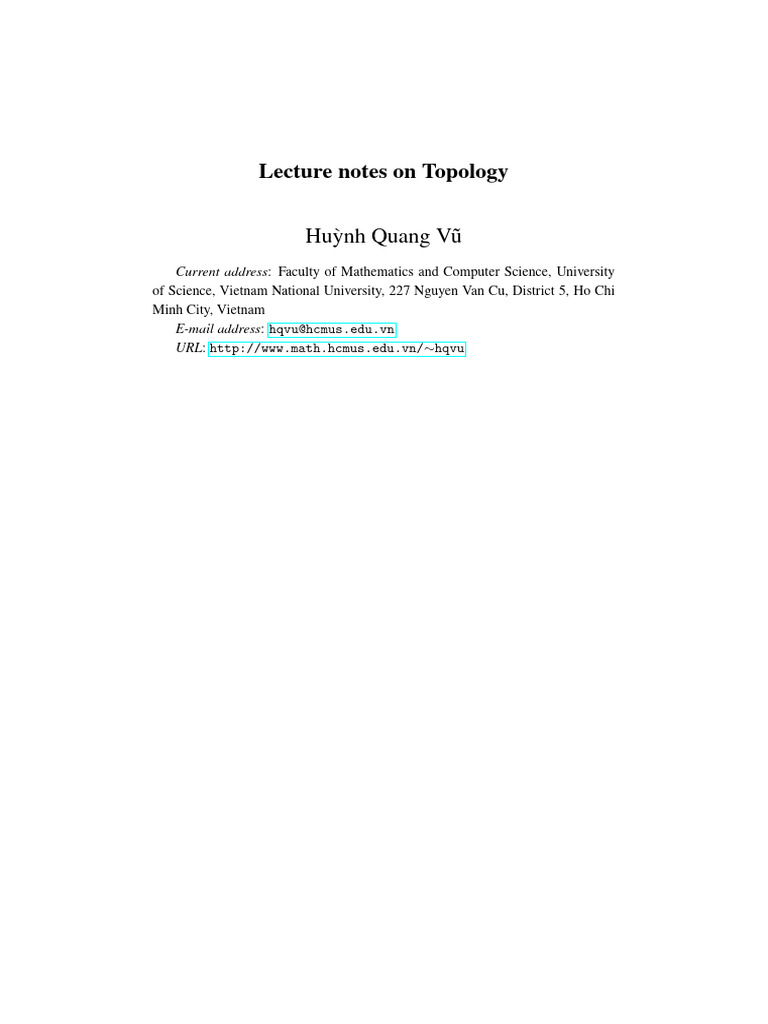 Lecture Notes On Topology 6 | PDF | Set (Mathematics) | Space