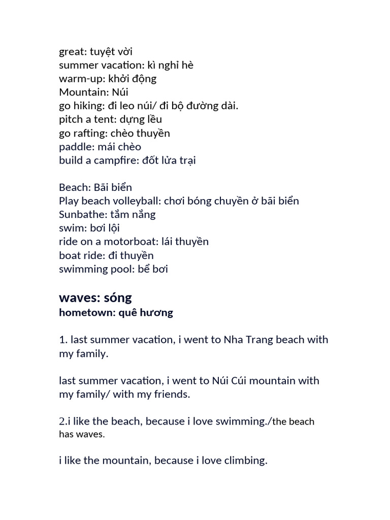 Great Summer Vacation | PDF