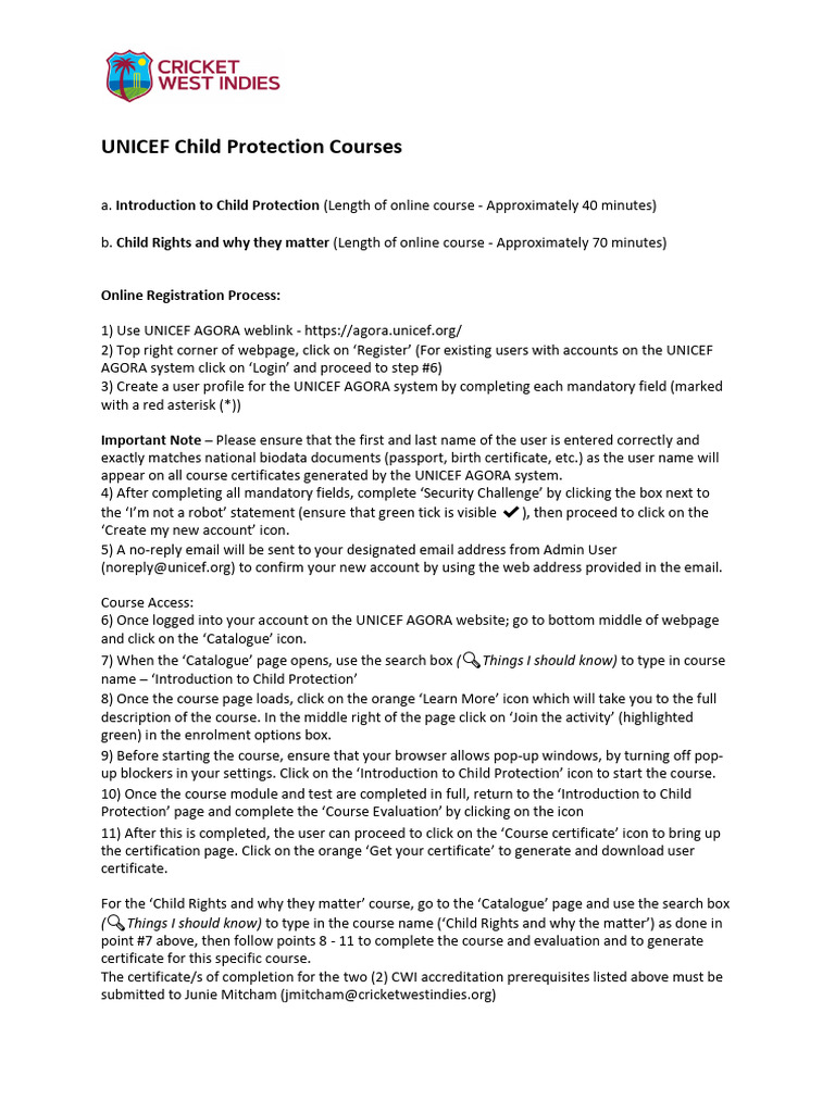 UNICEF Child Protection Course Guide | PDF | Internet | World Wide Web