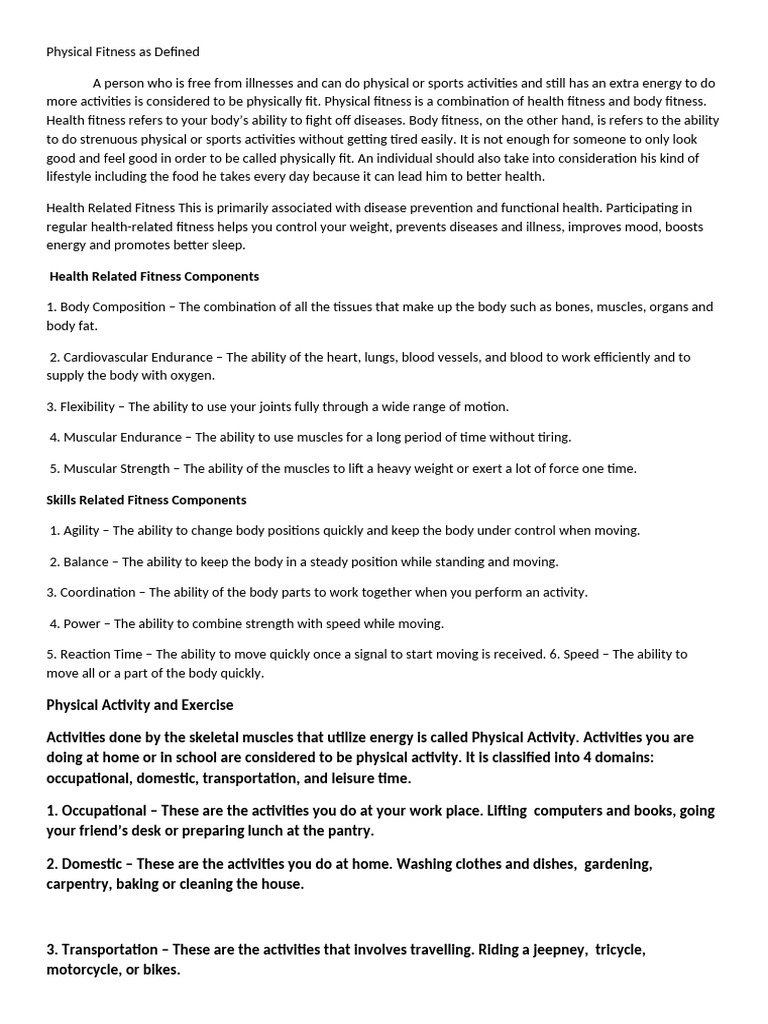 Principles of Physical Activity Explained | PDF | Physical Fitness ...