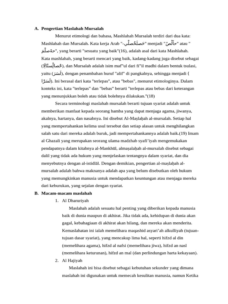 Pengertian Maslahah Mursalah | PDF