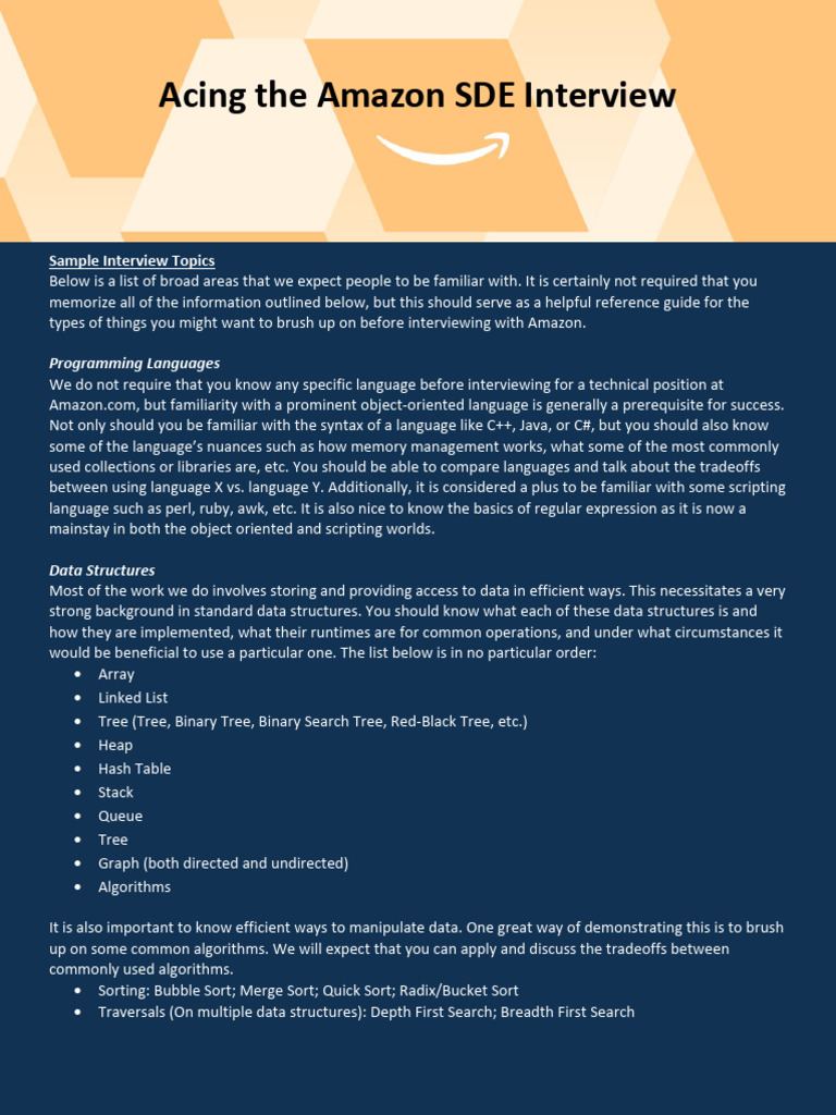 Amazon SDE Interview Prep Guide | PDF | Databases | Algorithms