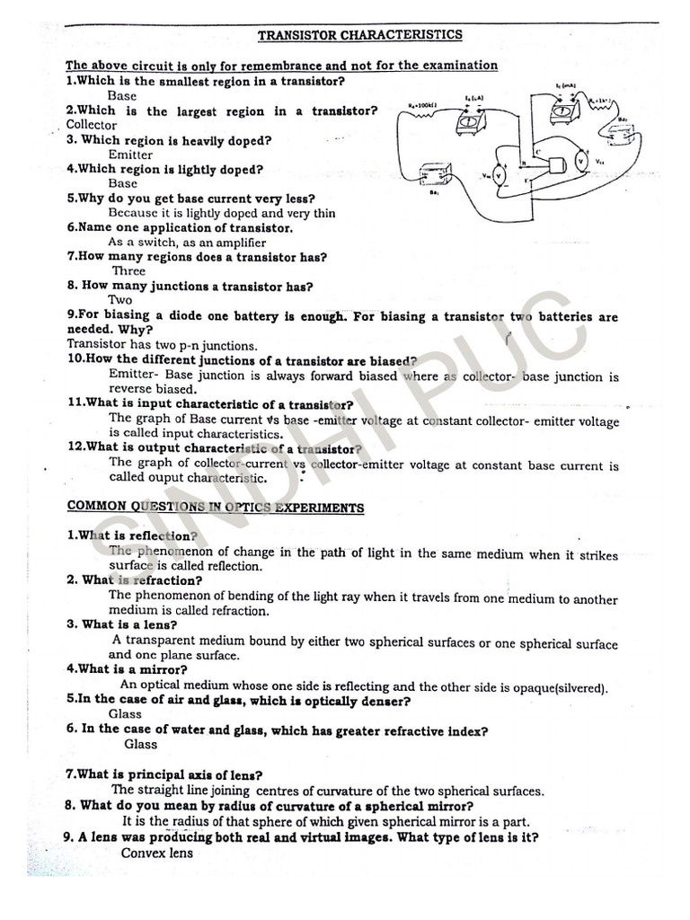 Class 10 Physics Viva Guide PDF | PDF