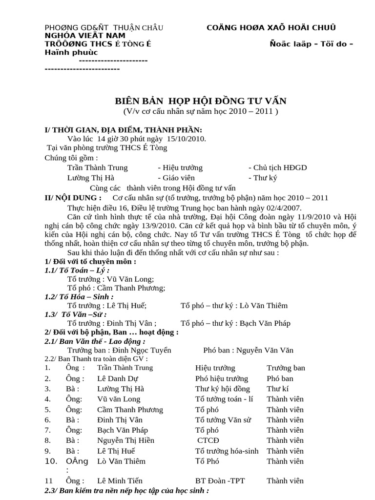 Bien Ban Hop Hoi Dong Tu Van | PDF