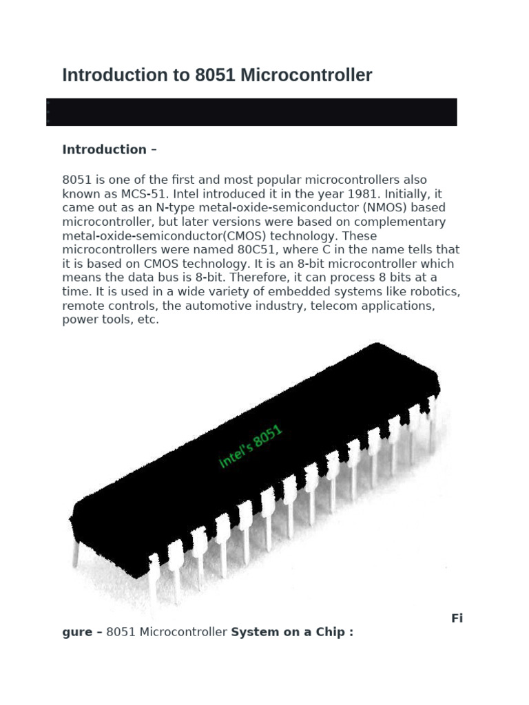 Introduction to 8051 Microcontroller | PDF | Microcontroller | Central ... Introduction to 8051 Microcontroller | PDF | Microcontroller | Central ...