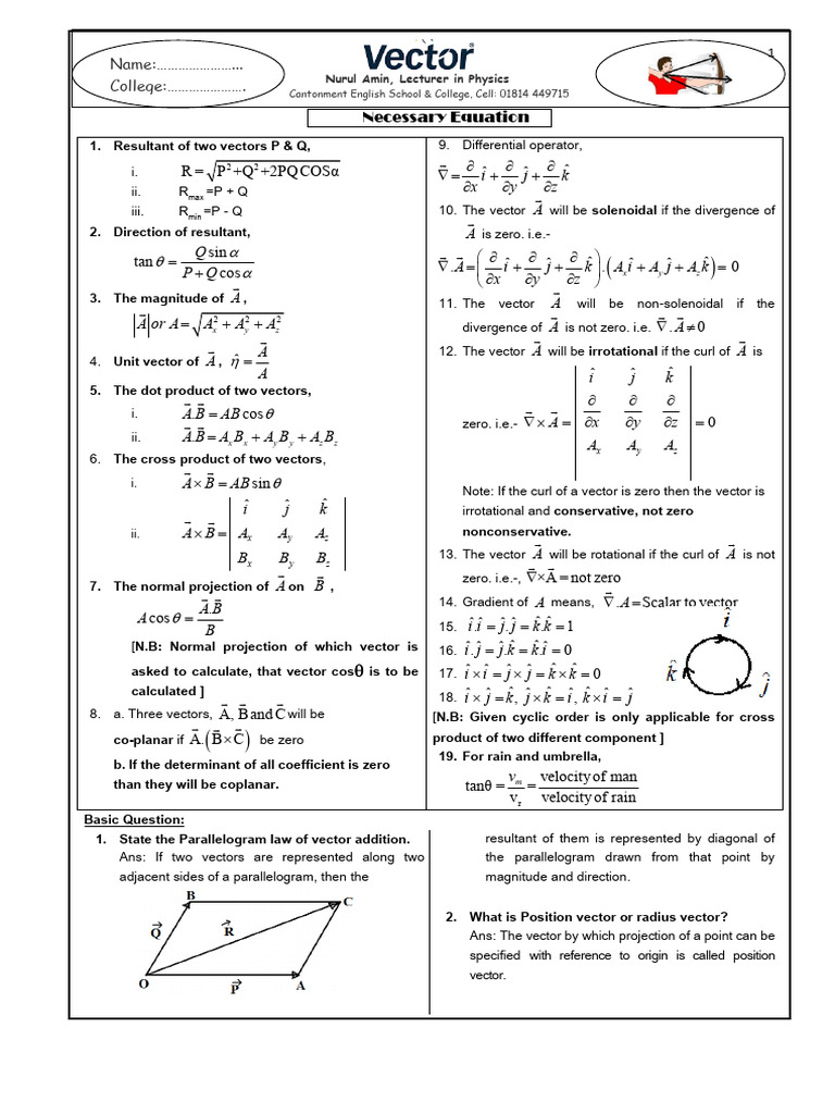 Vector | PDF | Euclidean Vector | Force