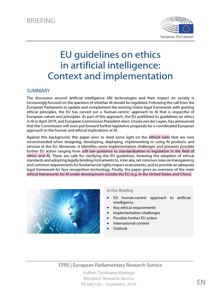 EU Ethics Guidelines for AI Overview | PDF | Artificial Intelligence ...