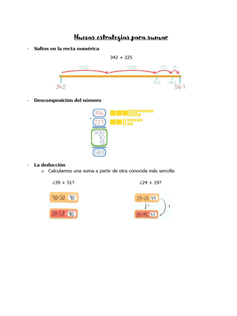 Estrategias Sumas y Restas | PDF