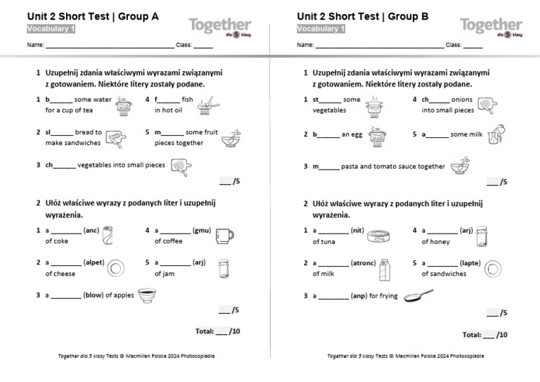 Together Kl5 Short Test U2 Vocabulary 1 AB | PDF