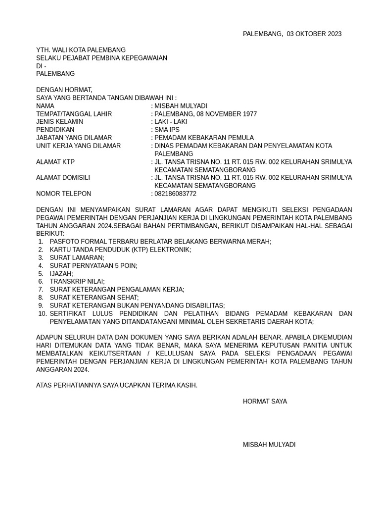 Fix Surat Lamaran | PDF