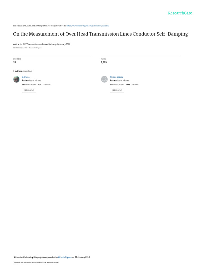 On The Measurement of Over Head Transmission Lines Conductor Self ...