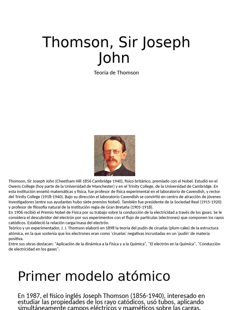Thomson, Sir Joseph John | PDF | Electrón | Física