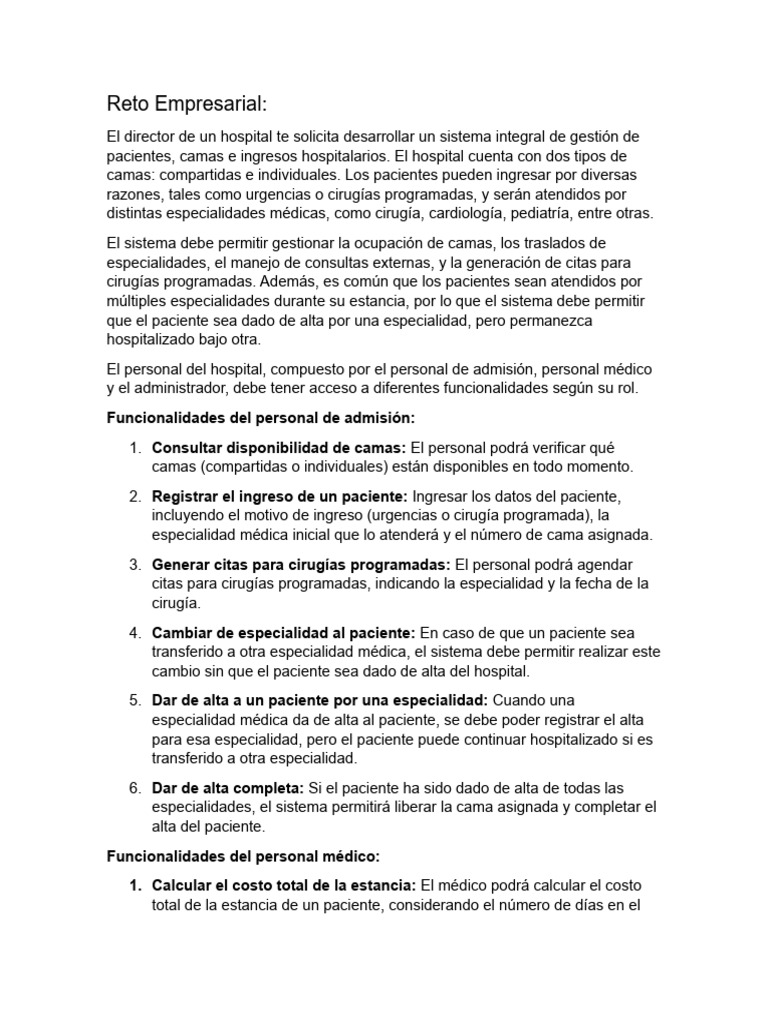 Reto Empresarial | PDF | Hospital | Cirugía
