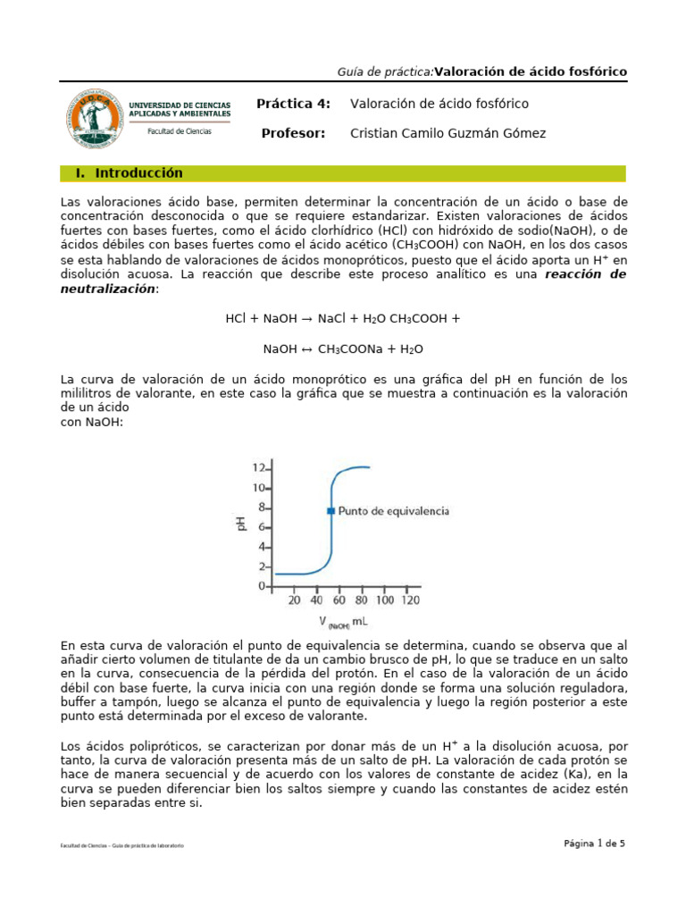 Valoración Potenciométrica de Ácido Fosfórico | PDF | Valoración | Química