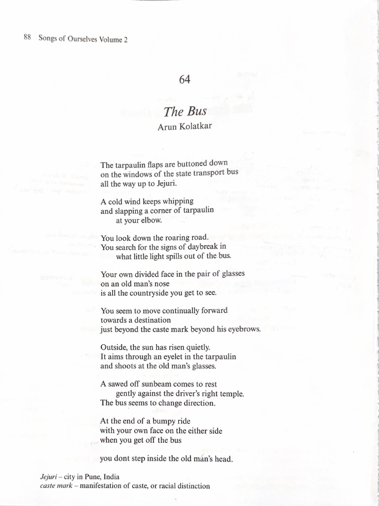Songs of Ourselves Volume 2 Poem The Bus | PDF
