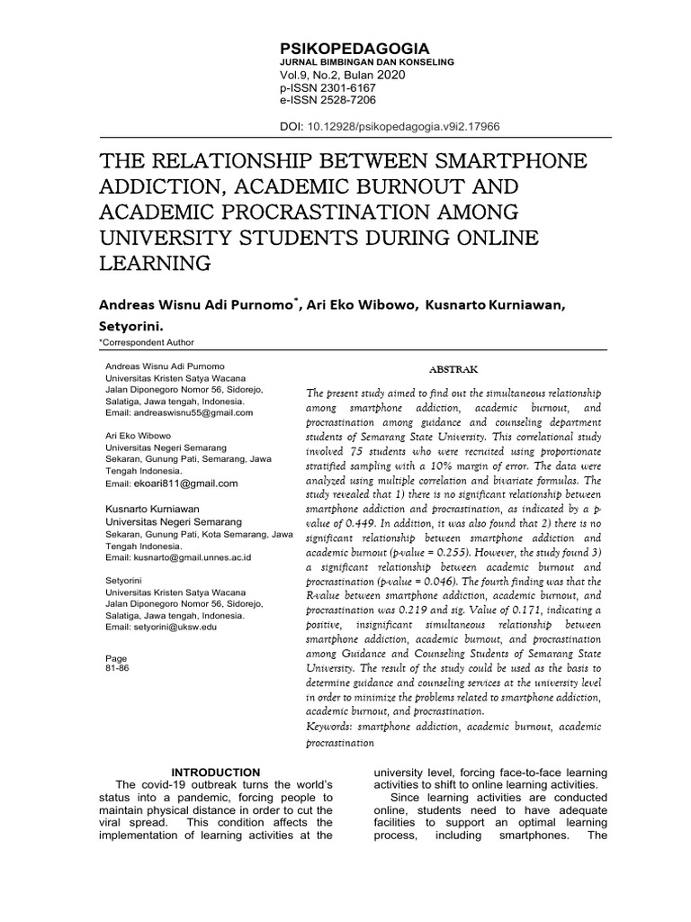 Smartphone Addiction & Academic Procrastination Study | PDF ...