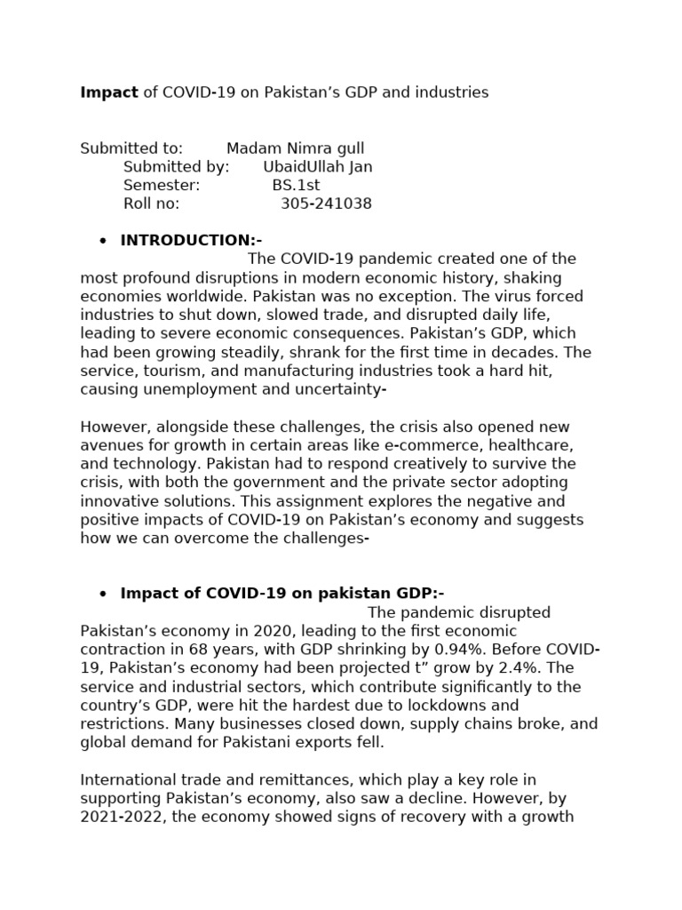 Assignment N1 Economic Impact of | PDF | Recession | Economic Growth