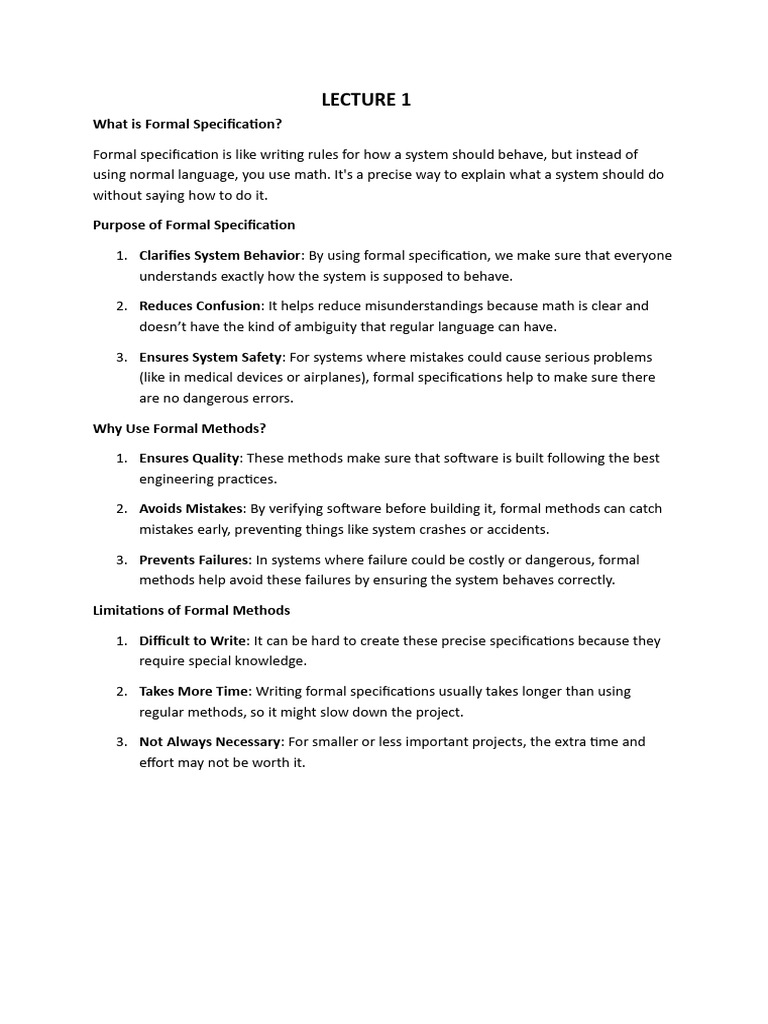 Formal Methods - Notes - LECTURE 1 - 2 - 3 | PDF | Computing
