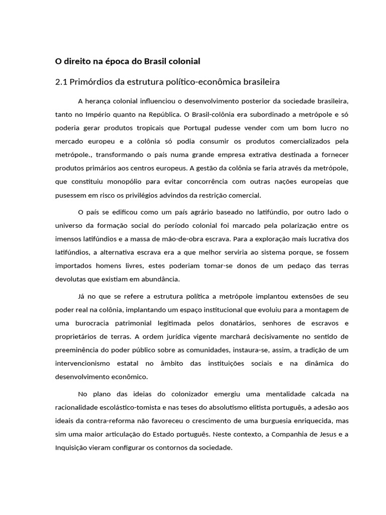 O direito na época do Brasil colonial | PDF | Juiz | Brasil