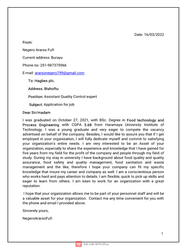 Negi Cover Letter and CV | PDF