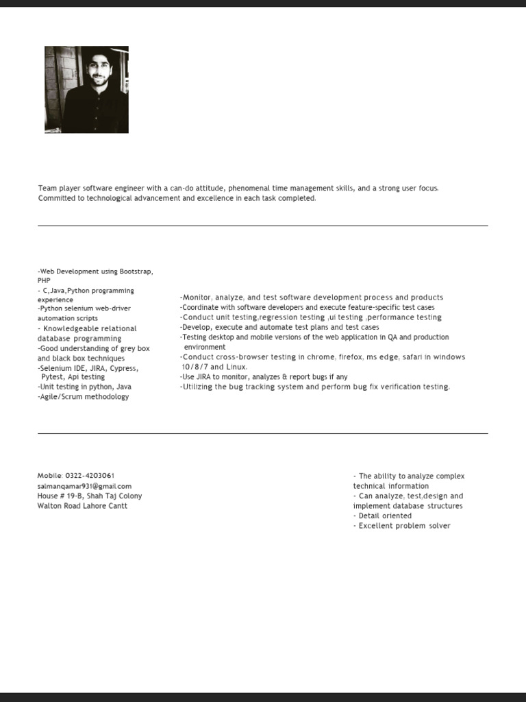 Salman Qamar - SQA Engineer | PDF | Software | Selenium (Software)