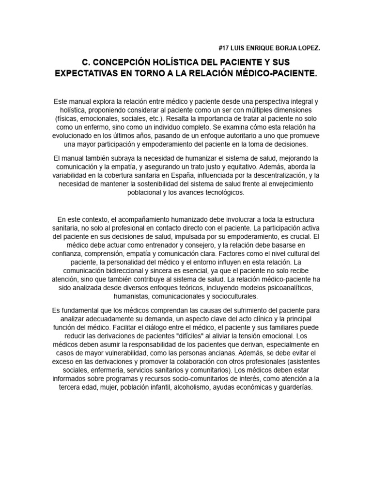 Resumen Relacion Medico - Paciente . | PDF | Diagnostico medico | Empatía