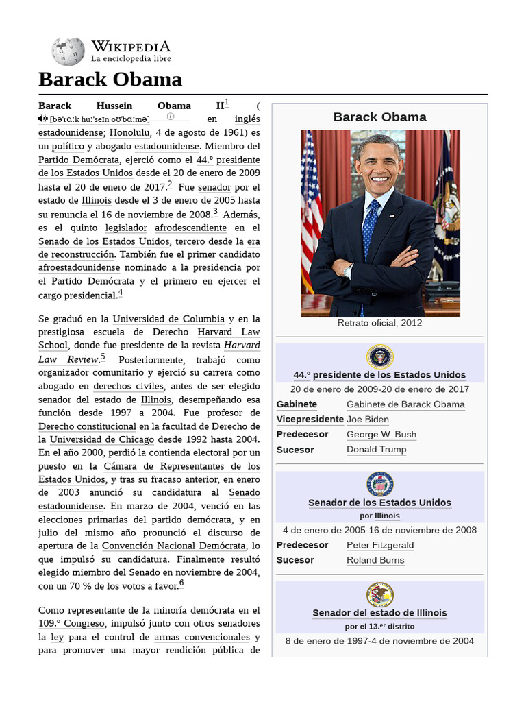 Barack Obama | PDF | Barack Obama | Presidentes de los Estados Unidos