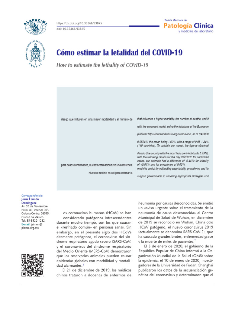 Modelo Letalidad COVID-19: Análisis y Validación | PDF | Enfermedades y ...