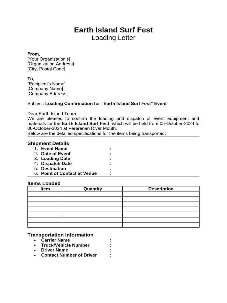 Loading Letter | PDF