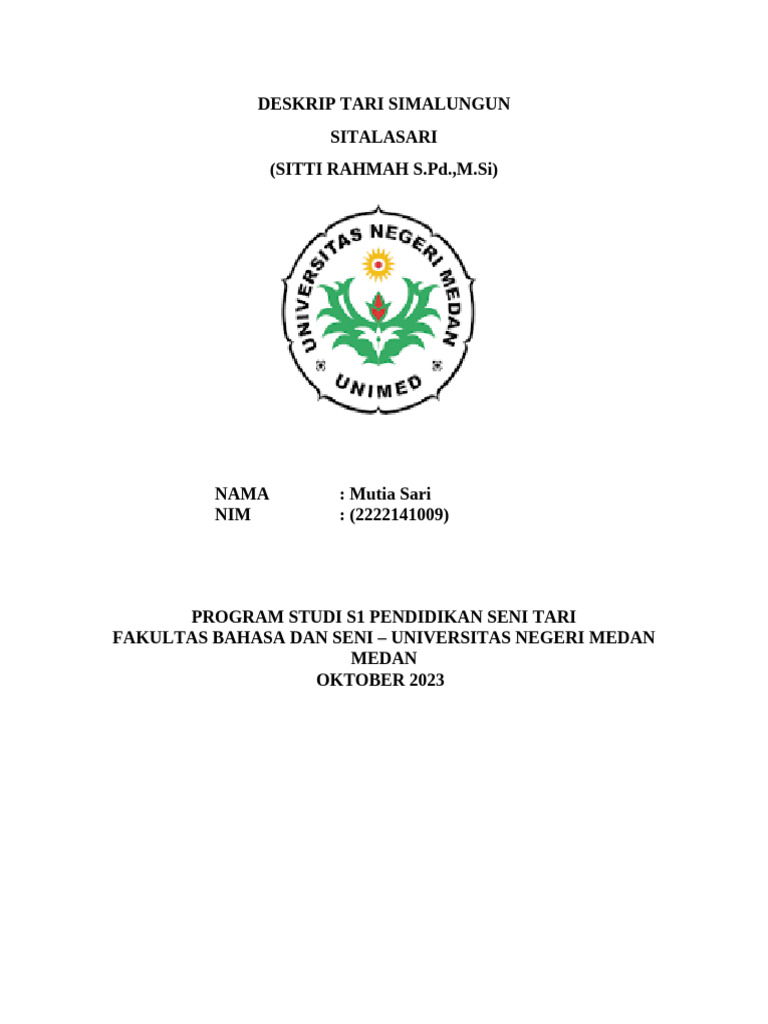 DESKRIP - TARI - SIMALUNGUN - SITALASARI - Mutia Sari | PDF