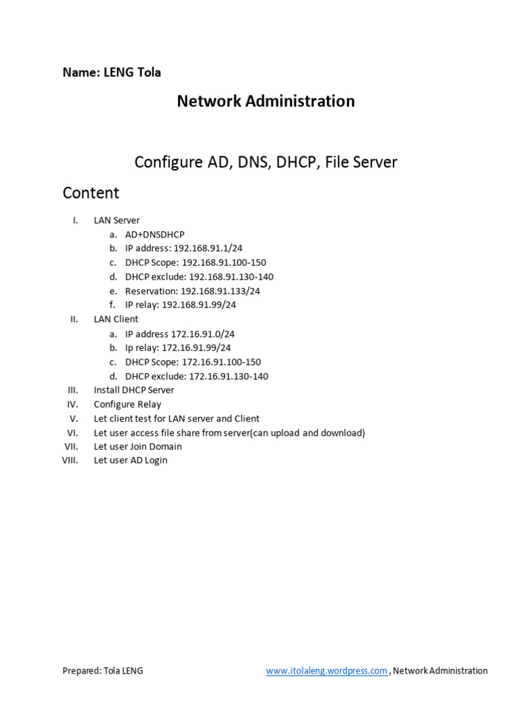 addnsdhcpfileserver-151217102151 | PDF | Computer Network | Ip Address