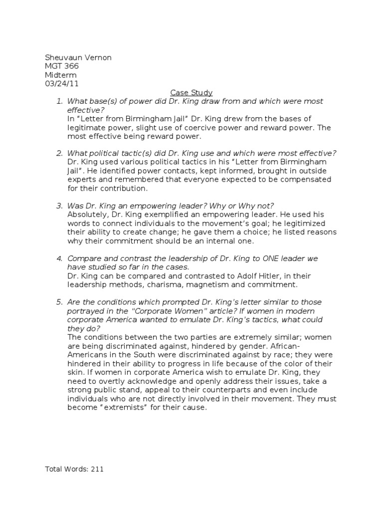 MLK "Letter From Birmingham Jail" Analysis | PDF | Martin Luther King ...