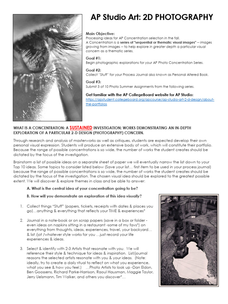 2D PHOTOGRAPHY Summer Assignments 2019 | PDF | Composition (Visual Arts)