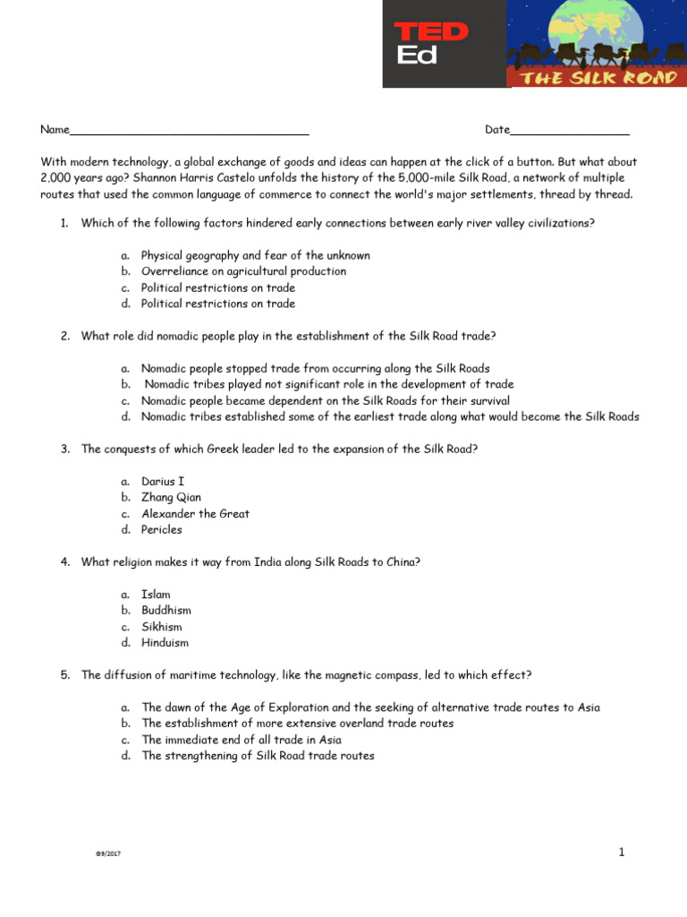 Ted Ed:: The Silk Road: Connecting The Ancient World Through Trade | PDF