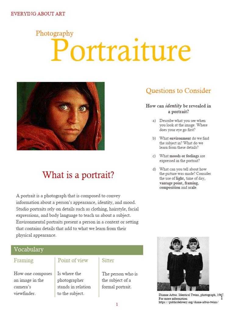 Portraiture: What Is A Portrait? | PDF | Portrait Photography | Portrait