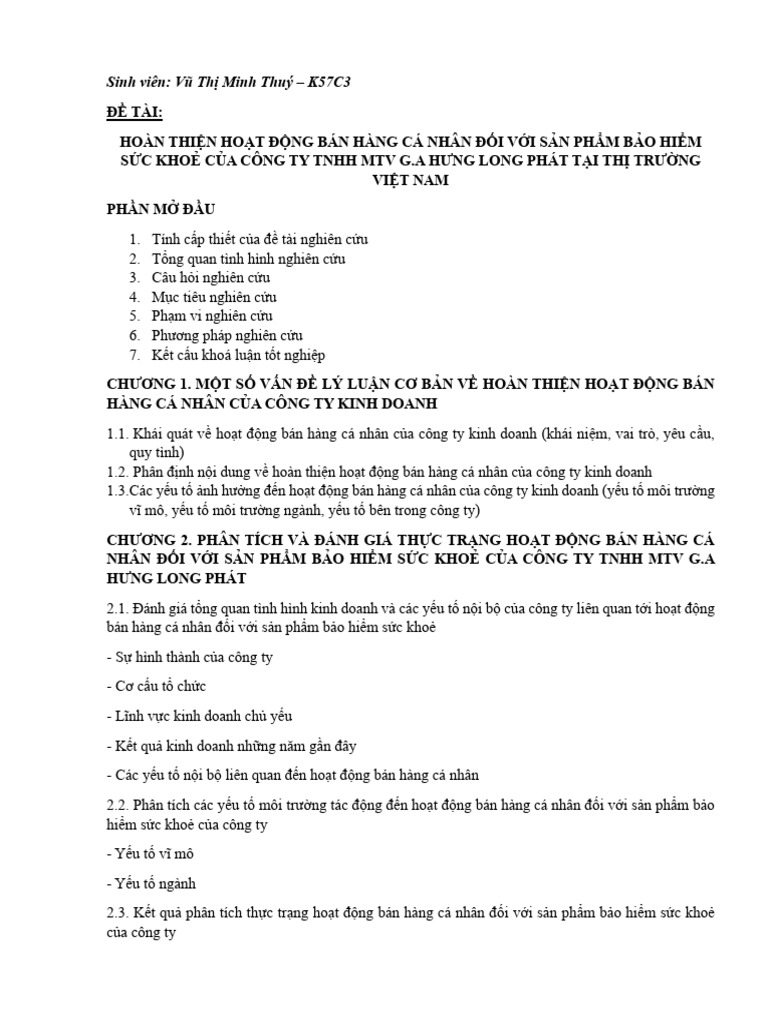 ĐỀ CƯƠNG KLTN | PDF